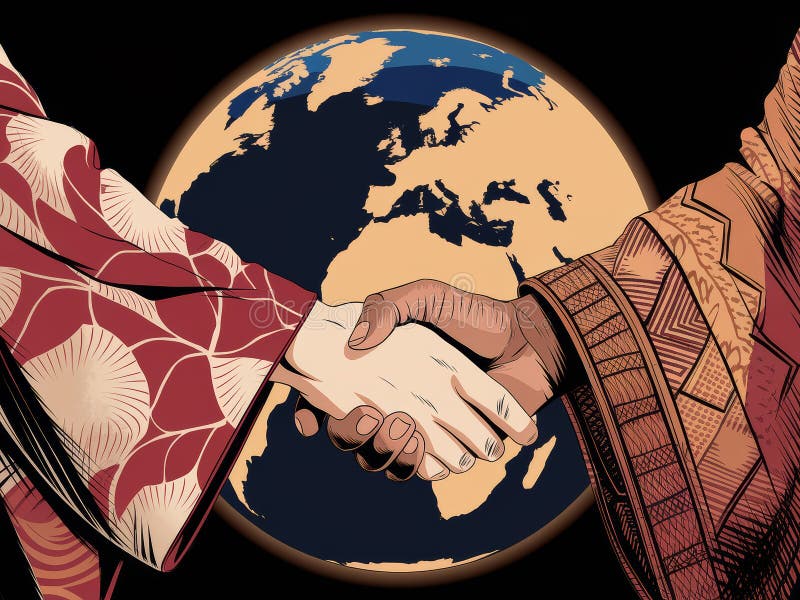 Cultural Unity and Global Connection Illustrated by Diverse Handshake ...