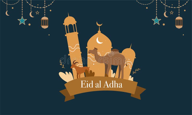 Eid Al-Adha Islamic Background Vector Illustration with Traditional ...