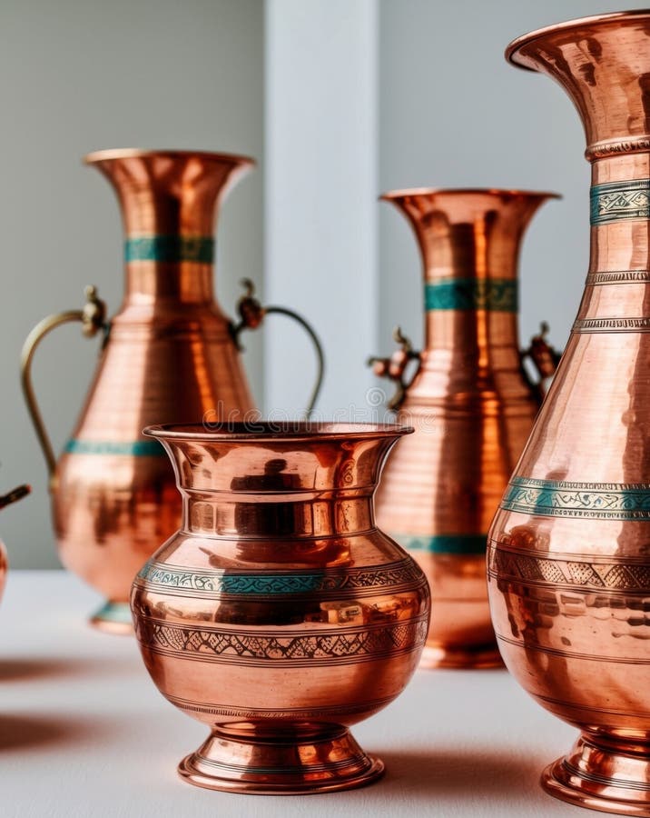 Culture Heritage through Intricately Designed Copper Vessels. Stock ...