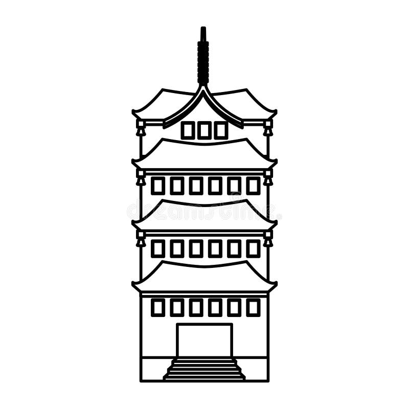 Japanese Tower Isometric Composition Stock Vector - Illustration of ...