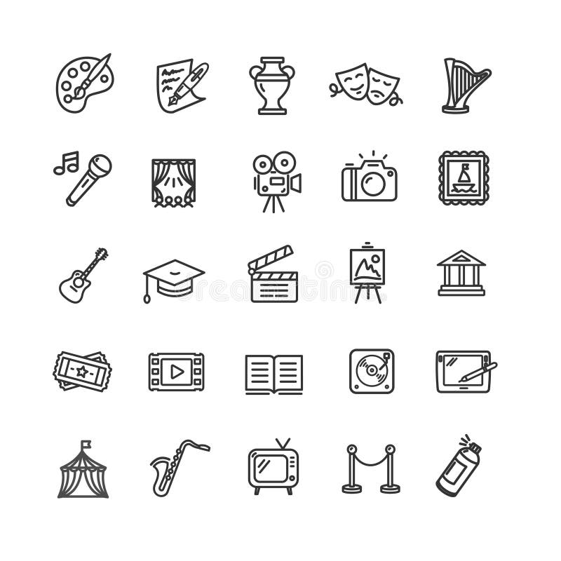 Cultuur En Creatief Fijn Art Icons Set Vector Vector Illustratie ...