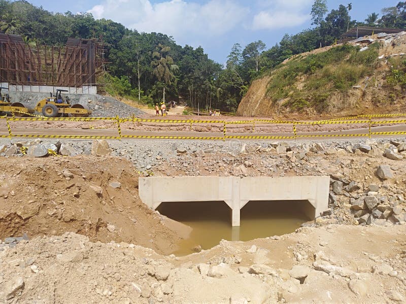 Culvert Construction at Highway Project Editorial Photography - Image ...