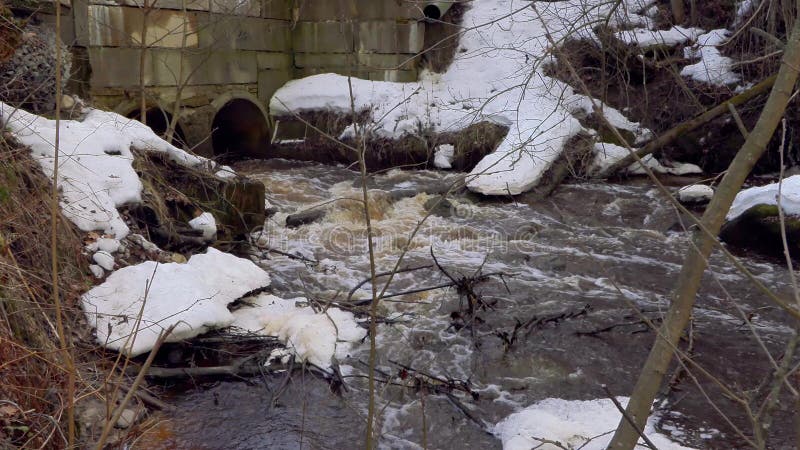 Culvert Piping Under the Road during the Spring Flood Stock Footage ...