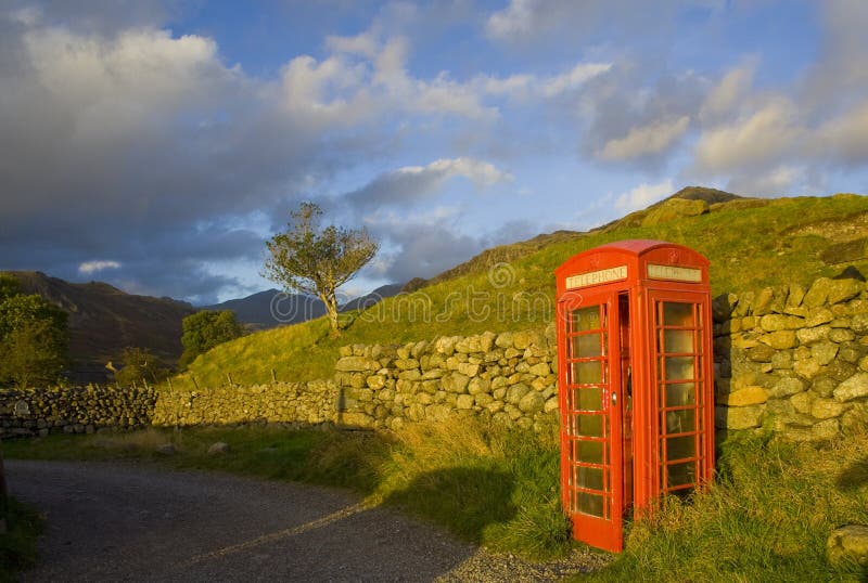 Cumbrian Rural Red Phone Box Stock Image - Image of britain, remote ...