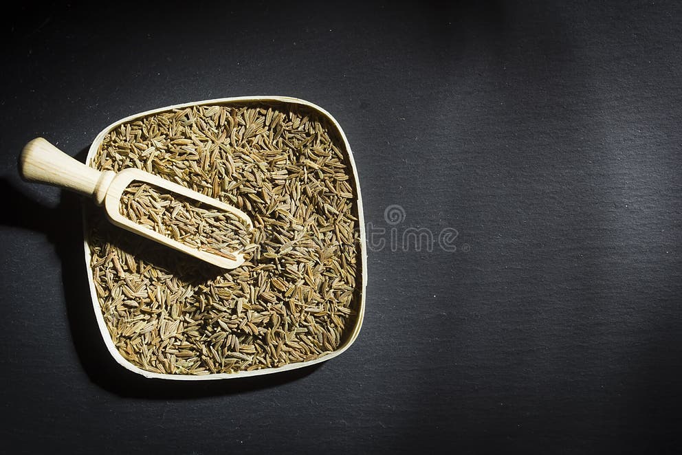 Cumin seeds in a box stock photo. Image of corns, cumin - 148916674