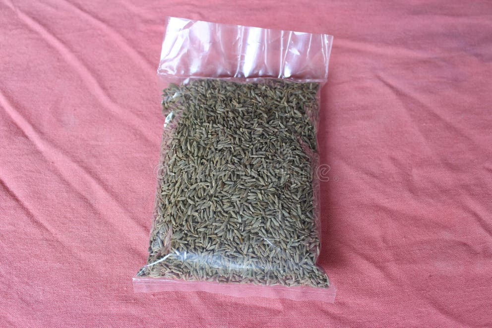 Cumin Seeds in Polythene Packet Stock Image - Image of transparent ...