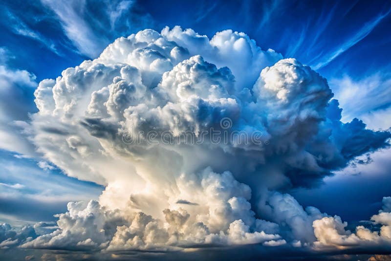 Cumulonimbus Cloudstorm Under Blue Sky Stock Illustration - Illustration of atmospheric, weather ...