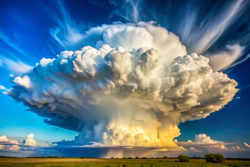 Cumulonimbus Cloudstorm Under Blue Sky Stock Illustration - Illustration of patterns, weather ...
