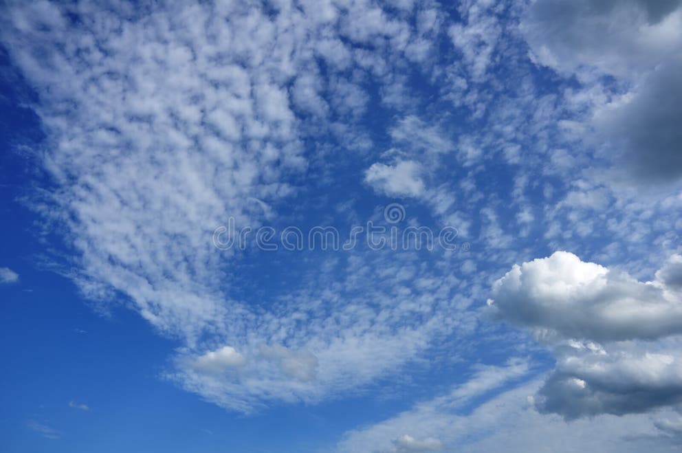 Cumulus and Altocumulus Clouds Stock Photo - Image of horizontal ...