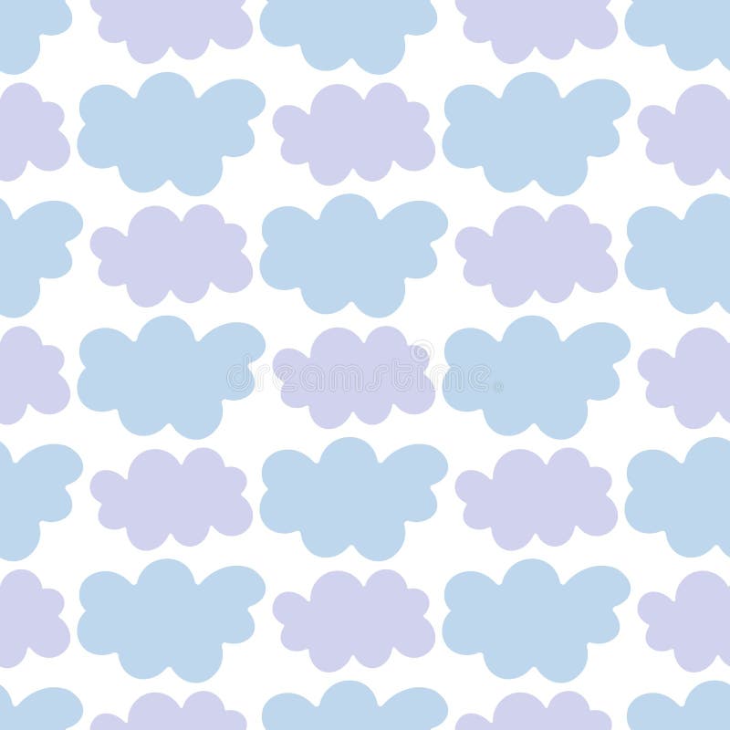 Cumulus Blue and Purple Clouds. Seamless Pattern. Infinitely Repeating ...