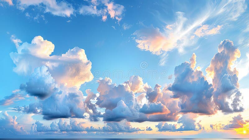 Cumulus Cloud Formation with Vibrant Sunset, Dramatic Sky, Natural ...
