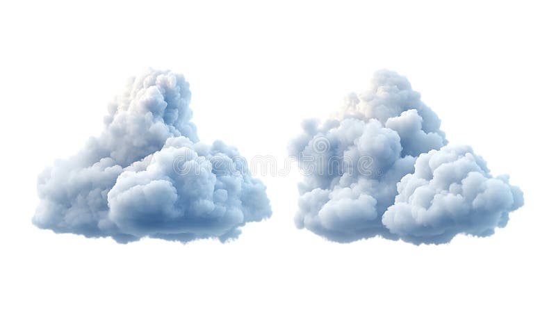 Cumulus Cloud Set in Three Different Poses on Transparent Background ...