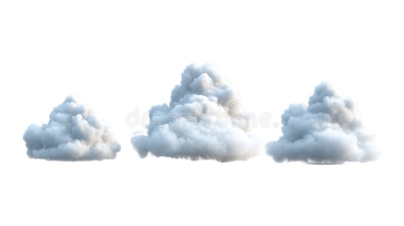 Cumulus Cloud Set in Three Different Poses on Transparent Background ...