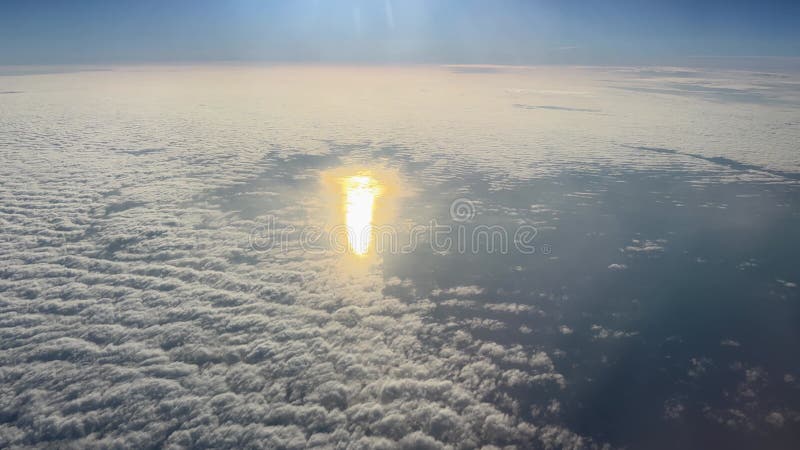 Cumulus Clouds Above the Sea Surface, View from Airplane Window Stock ...