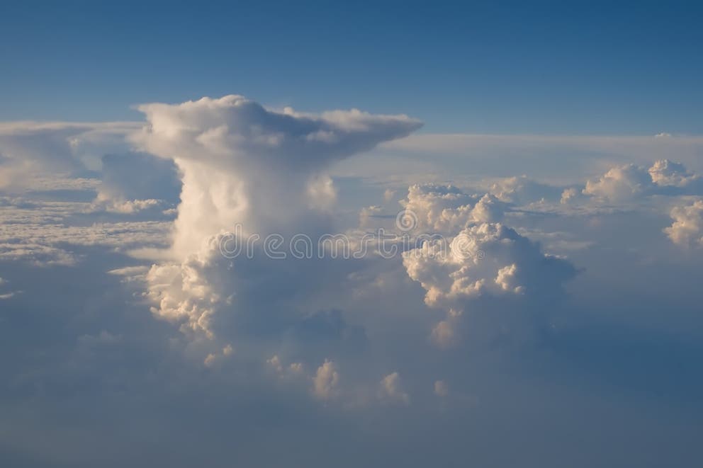 Cumulus Clouds, Seen from Aside Stock Photo - Image of azure, sunlight ...