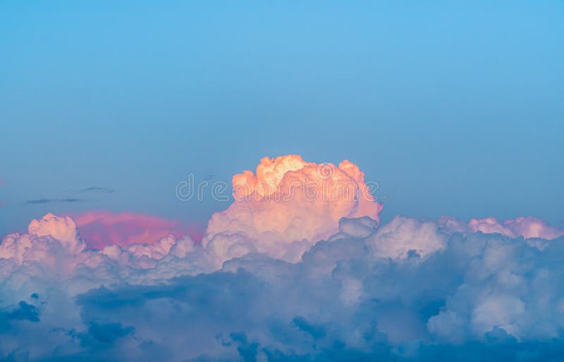 Cumulus Clouds at Sunset. Beautiful Colored Dramatic Cumulus Fluffy ...