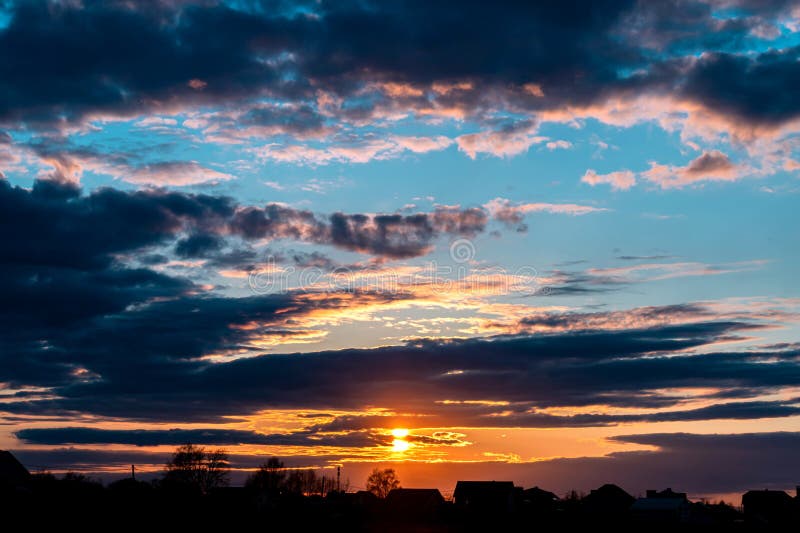 Cumulus Sunset Clouds with Sun. Beautiful Sky with Clouds on the Summer ...