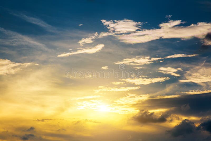 Cumulus Sunset Clouds with Sun Setting Down Stock Image - Image of ...