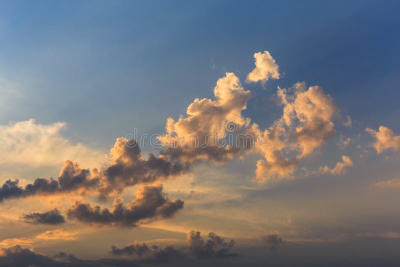 Cumulus Sunset Clouds with Sun Setting Down. Majestic Sunset Landscape ...