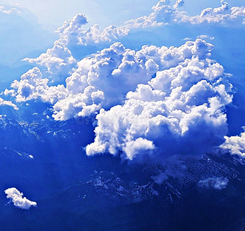Cumulus White Clouds from the Side of Flying Passenger Plane Stock ...