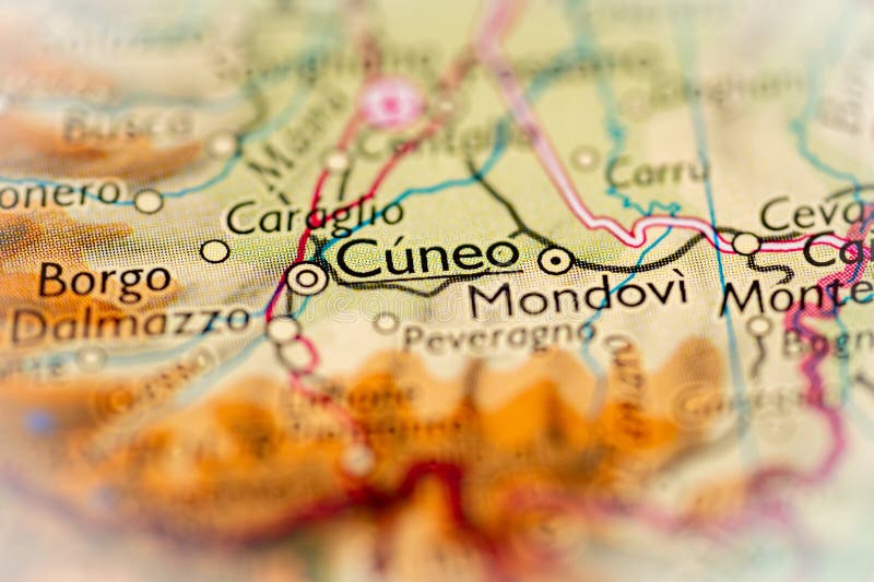 Cuneo, Italy Highlighted on a World Map Stock Image - Image of atlas ...