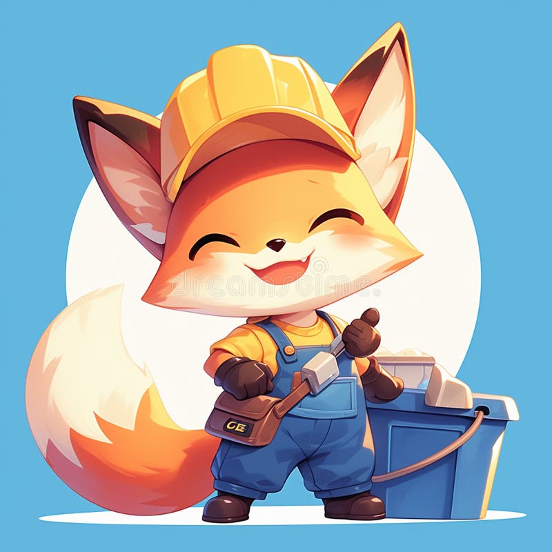 A Cunning Fox Sanitation Worker Cartoon Style Stock Vector ...