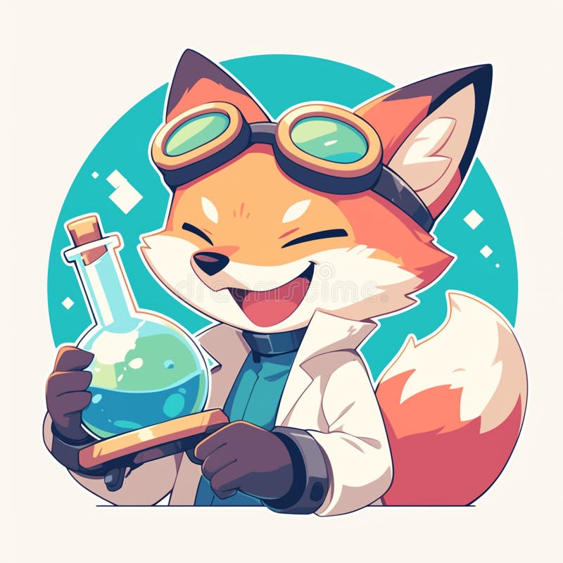 A Cunning Fox Scientist Cartoon Style Stock Vector - Illustration of ...
