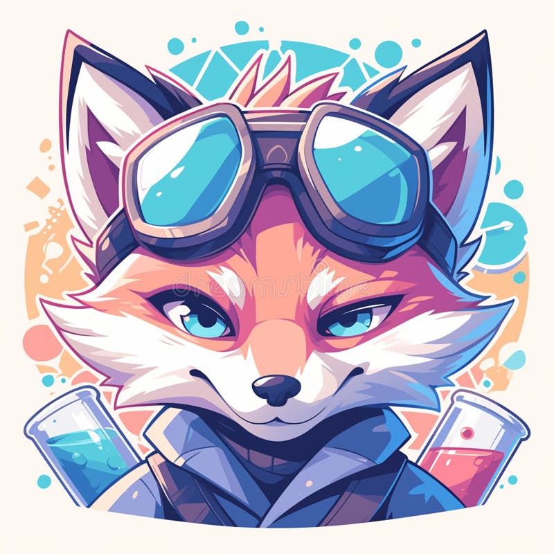 A Cunning Fox Scientist Cartoon Style Stock Vector - Illustration of ...