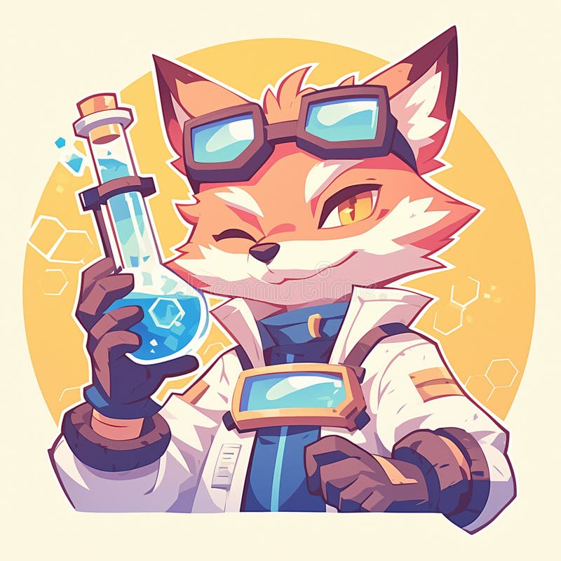 A Cunning Fox Scientist Cartoon Style Stock Vector - Illustration of ...
