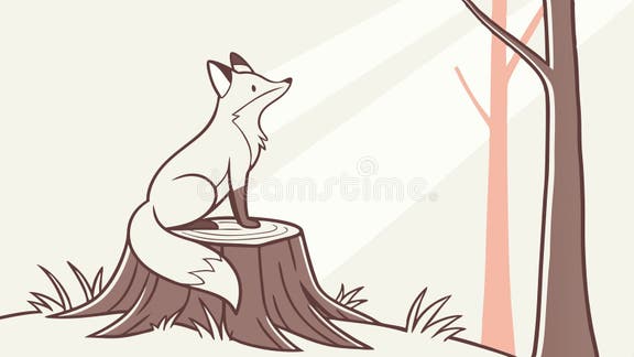 Cunning Fox on Tree Stump, Symbolizing Forest Wildlife, Vector Design ...