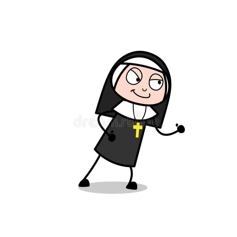 Cunning Nun Character Smiling Face Stock Illustration - Illustration of ...