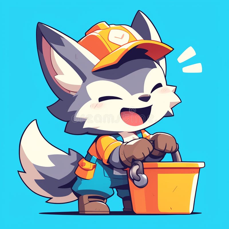 A Cunning Wolf Sanitation Worker Cartoon Style Stock Vector ...