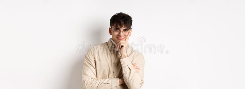 Cunning Young Man Watching Something Interesting Happen, Lean Face on ...