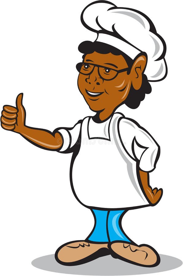Cuoco Afroamericano Thumbs Up Cartoon Del Cuoco Unico Illustrazione ...