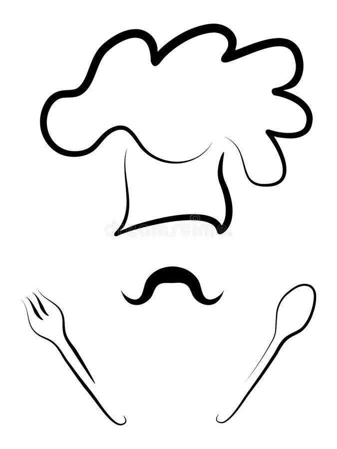 Cuoco Unico Stilizzato Con Il Cappello Illustrazione di Stock ...