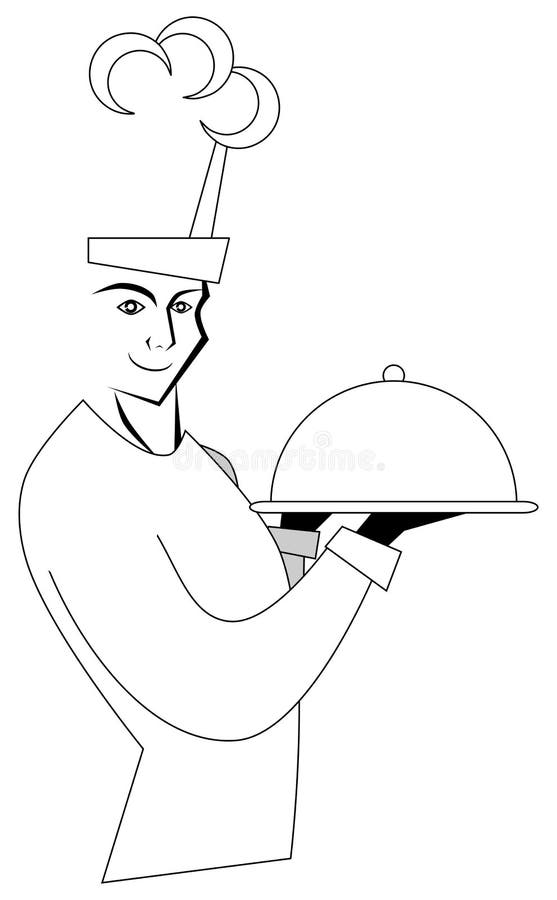 Cuoco Unico Stilizzato Con Il Cappello Illustrazione di Stock ...