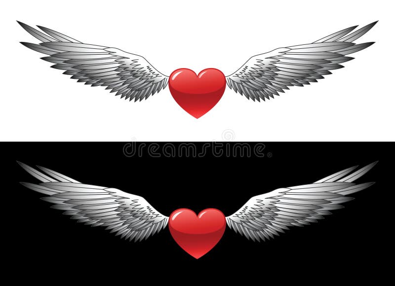 Cuore rosso con le ali illustrazione vettoriale. Illustrazione di ...