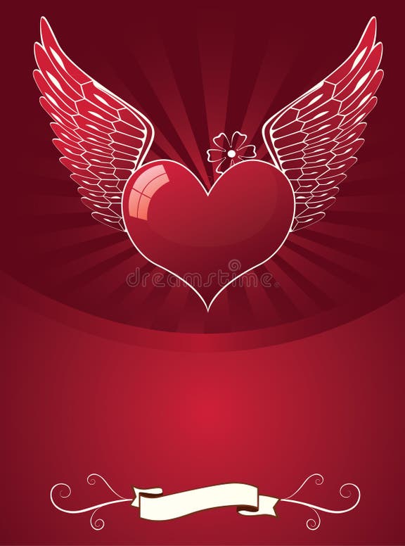 Cuore con le ali illustrazione vettoriale. Illustrazione di estratto ...