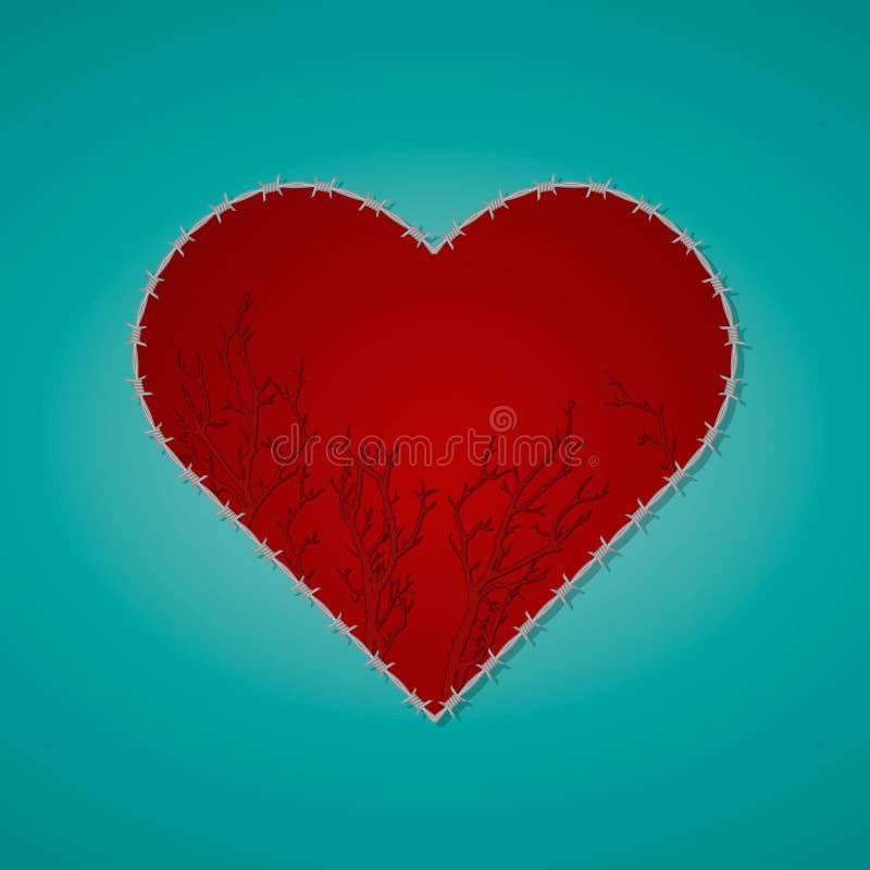 Cuore del filo spinato illustrazione vettoriale. Illustrazione di ...