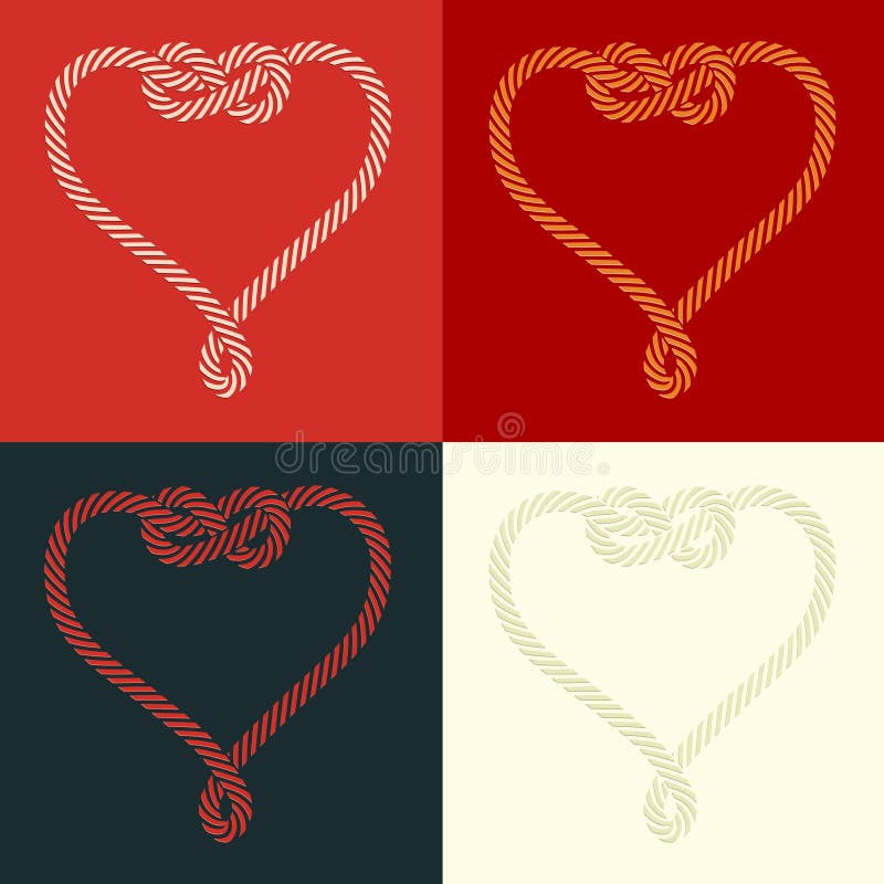 Cuore Della Corda a Forma Di Con L'insieme Del Nodo Illustrazione ...