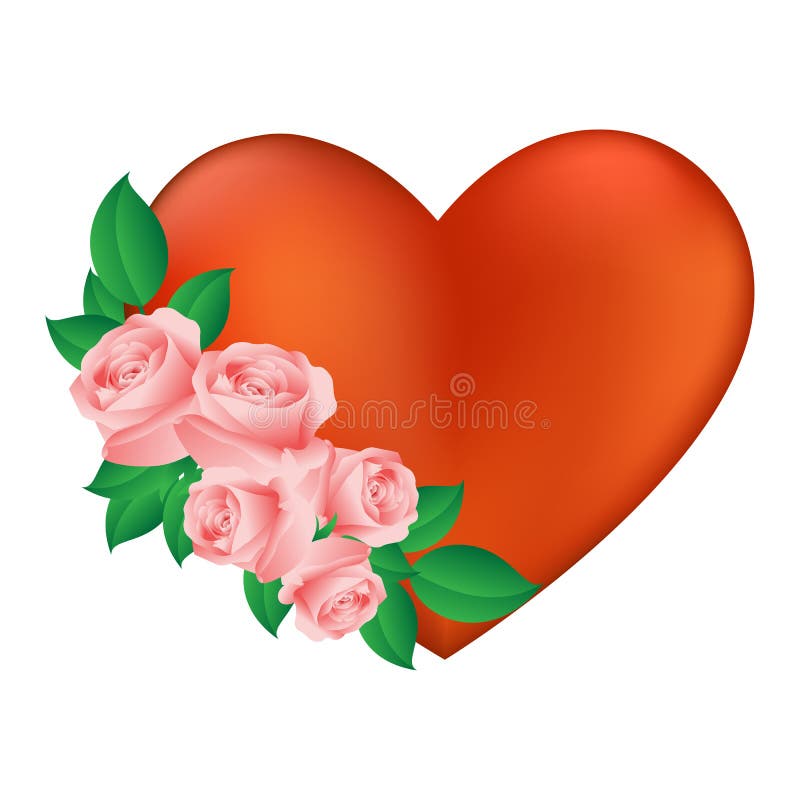 Cuore, rose ed insegna illustrazione vettoriale. Illustrazione di ...