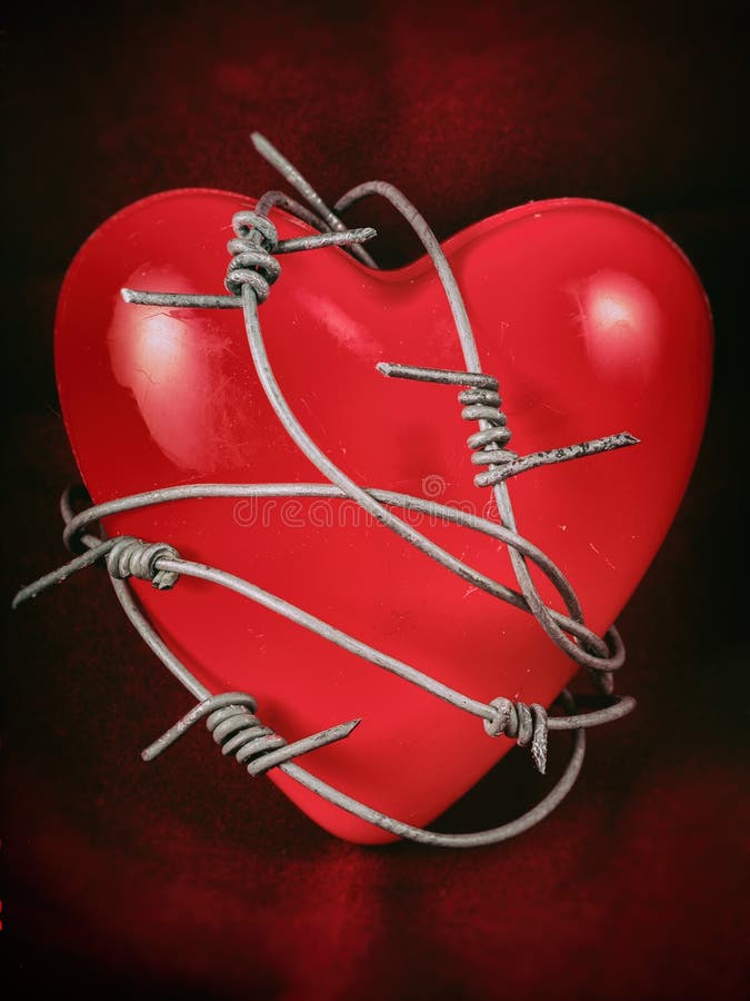 Cuore in Filo Spinato Su Rosso 1 Immagine Stock - Immagine di scheda ...