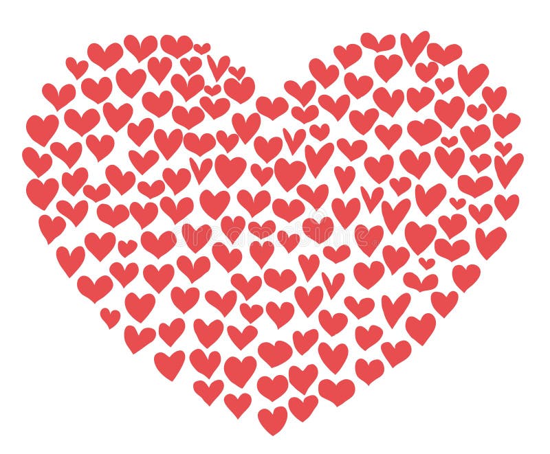Cuori Scribacchiati Che Formano Una Grande Forma Del Cuore ...