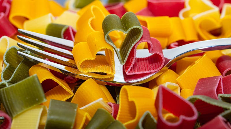 Cuoricini Italian Pasta on a Fork Stock Photo - Image of love ...