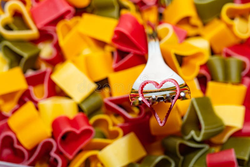 Cuoricini Italian Pasta on a Fork Stock Image - Image of design, happy ...