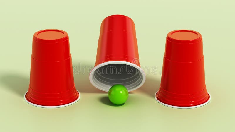Cup and Ball Guessing Game. 3D Illustration Stock Illustration ...