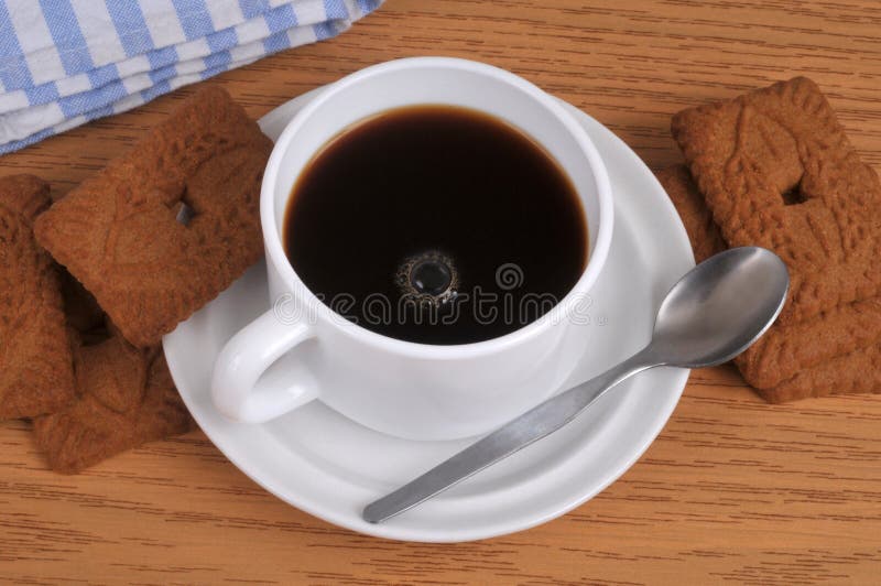 Cup of Black Coffee and Biscuits Top View Stock Image - Image of coffee ...