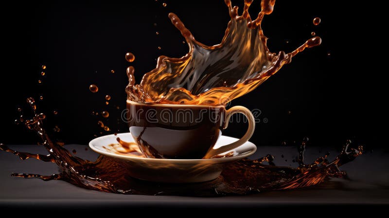 Cup black coffee splash stock illustration. Illustration of drink ...