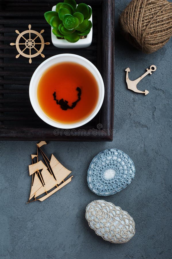 Cup of Black Tea and Crocheted Pebbles Stock Image - Image of china ...