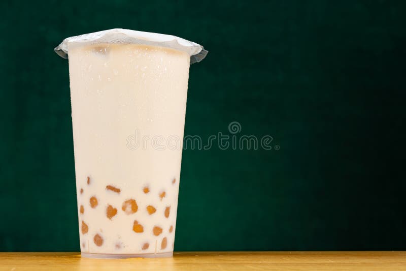 Cup of Boba Milk Tea with Copy Space Horizontal Composition Stock Photo ...